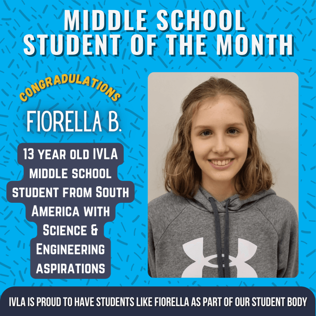 - July Middle School Student Of The Month: Fiorella B - International ...